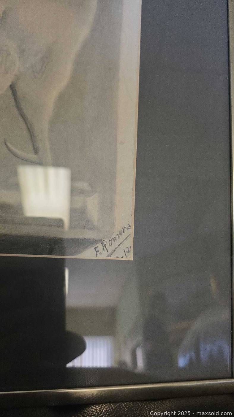 Framed Monochrome Prints; Female Profile Portrait, Graphite on Paper ...