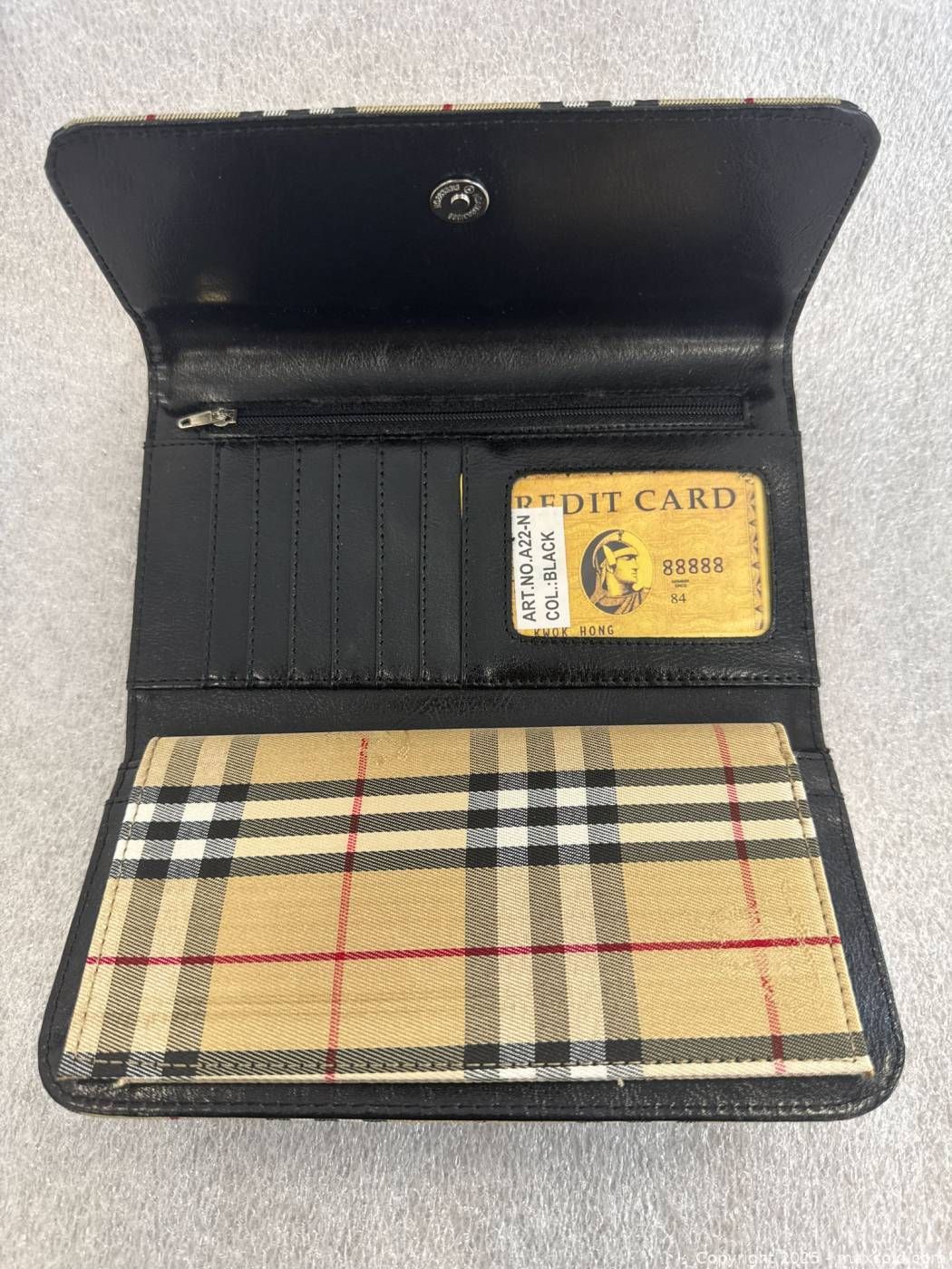 Designer-Inspired Women’s Trifold/Continental Wallet, Black Plaid ...