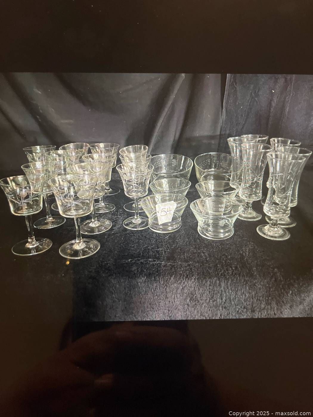 Clear glass stemware & dessert dishes, 22pcs | Maxsold