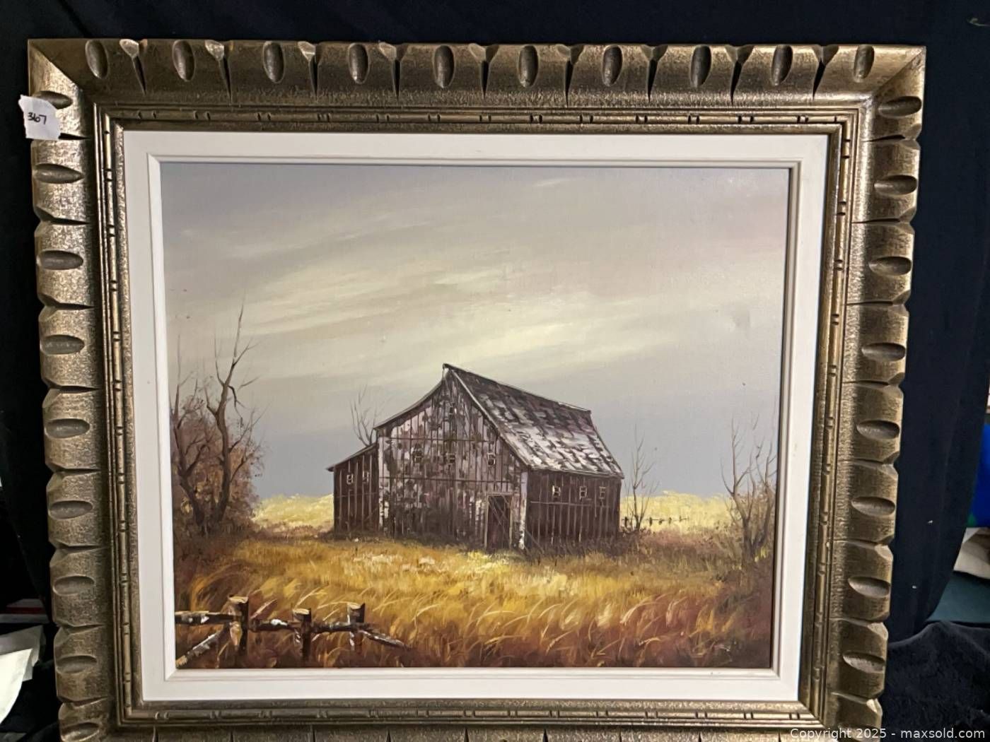 Framed Rural Barn Oil Painting 27x31 | Maxsold