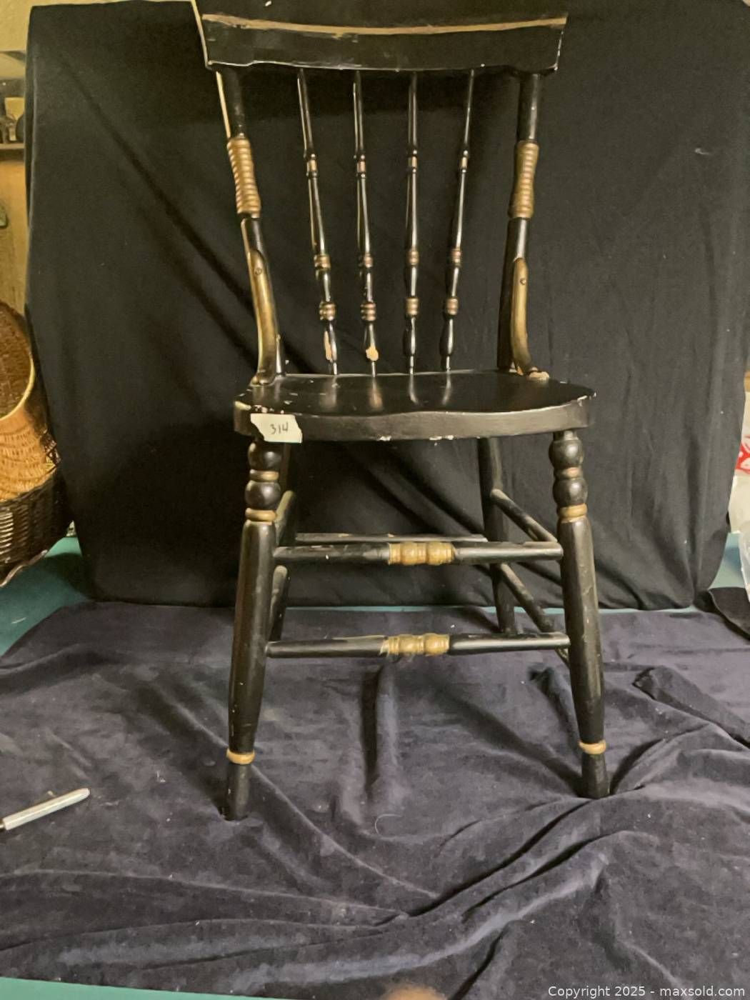Vintage black Windsor-style spindle-back wooden side chair | Maxsold