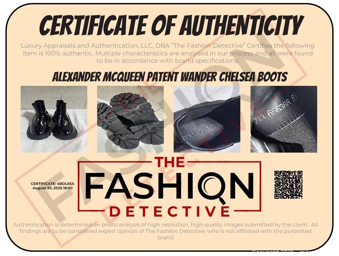 Alexander McQueen Women's Patent Wander Chelsea Boots FITS Size 6-6.5 ...