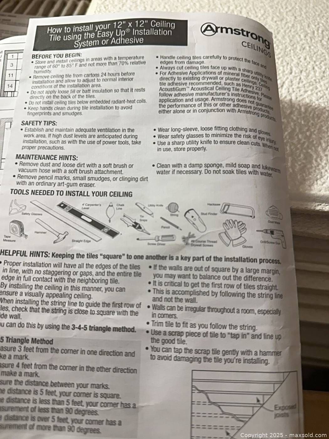 Armstrong 12" x 12" white textured ceiling tiles, 26 pieces | Maxsold