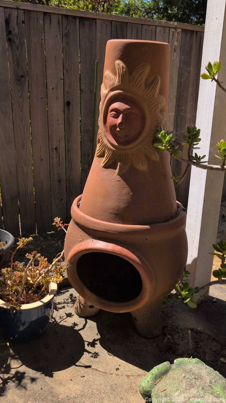 Terracotta Sun Face Chiminea | Maxsold