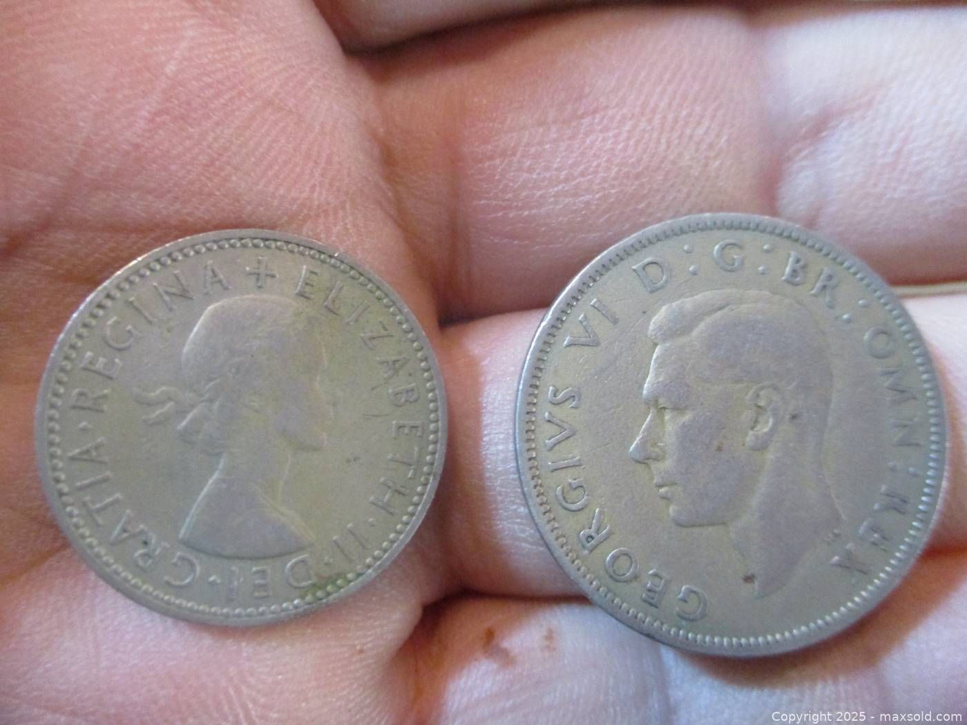 2 British coins, two shillings & one shilling | Maxsold