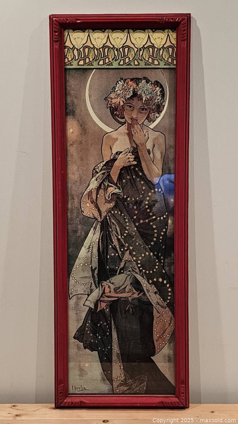 Alphonse Mucha "The Evening Star" framed lithograph | Maxsold