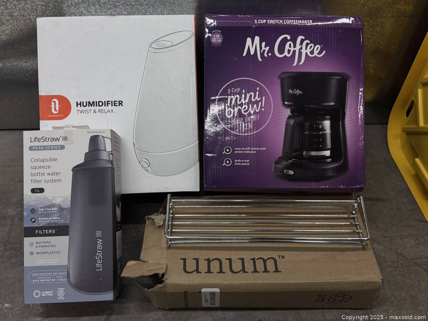 Mr. Coffee coffeemaker, LifeStraw filter bottle, humidifier, Unum ...