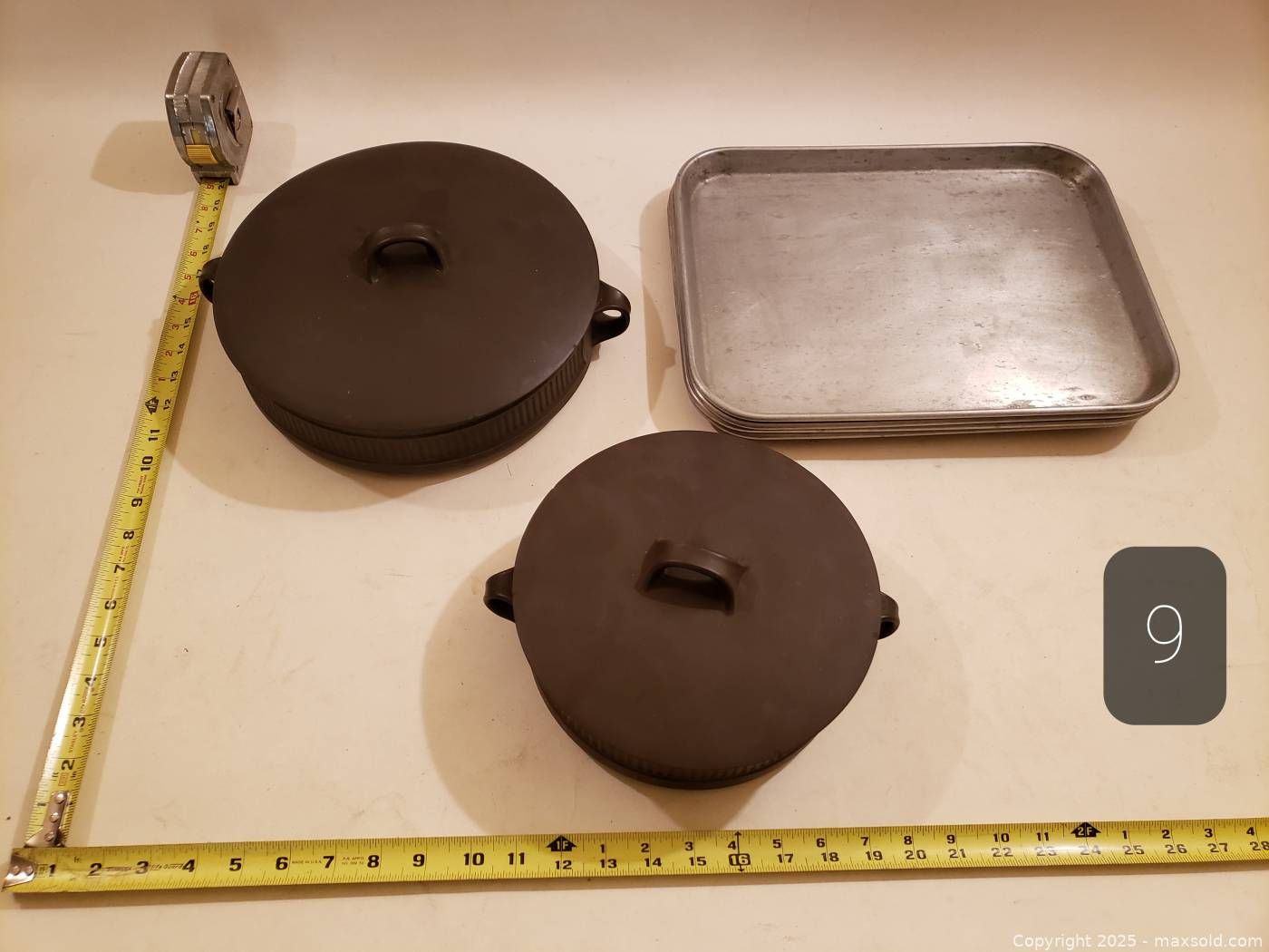 Dansk Flamestone covered casseroles and metal trays | Maxsold