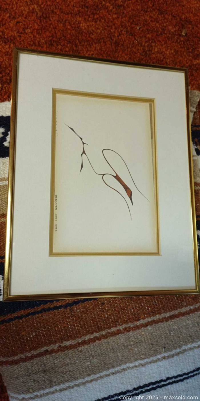 Benjamin Chee Chee framed prints, blanket, 2 water landscapes | Maxsold