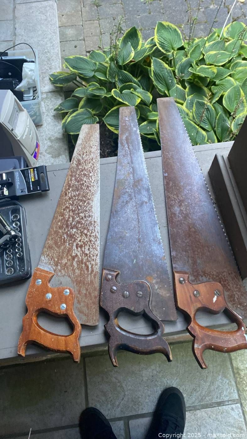 Lot of 3 vintage panel hand saws | Maxsold