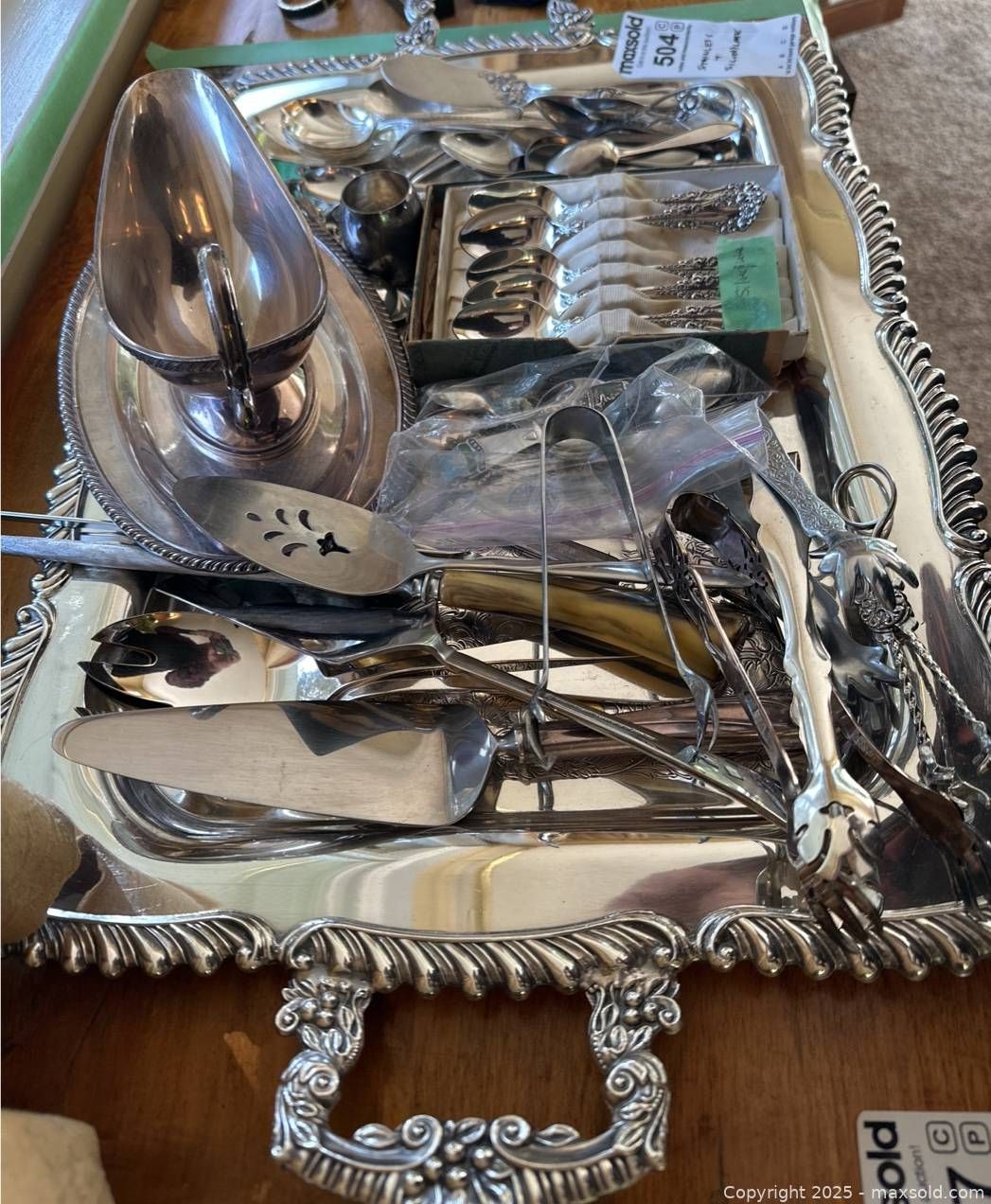 EP silverplate serving tray with assorted serveware | Maxsold