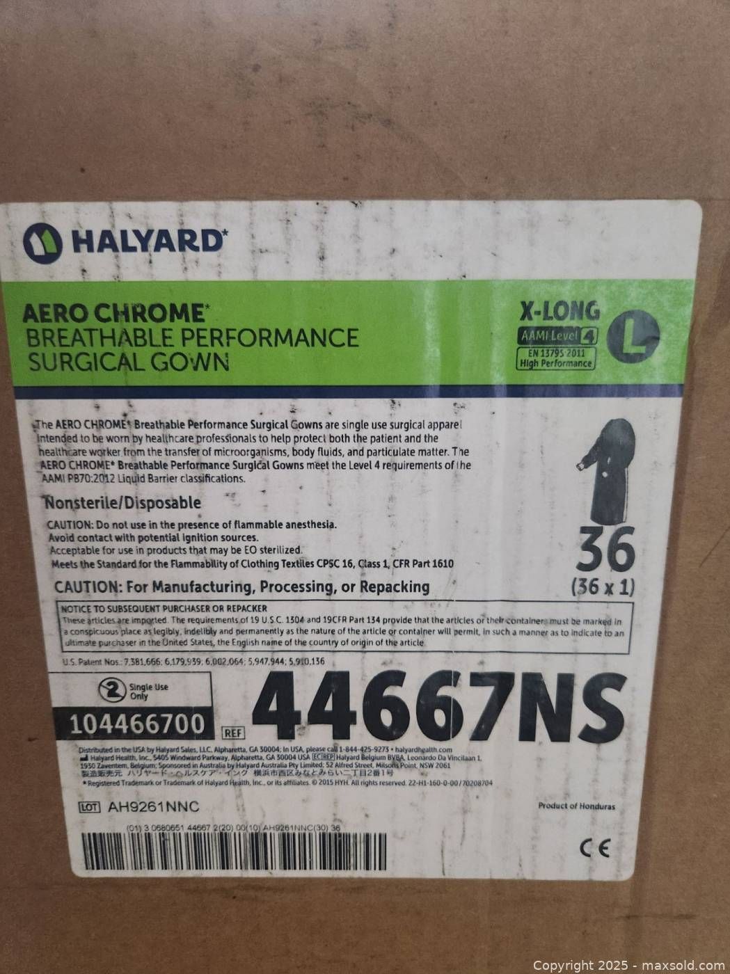 Halyard Aero Chrome surgical gowns, 36 ct | Maxsold