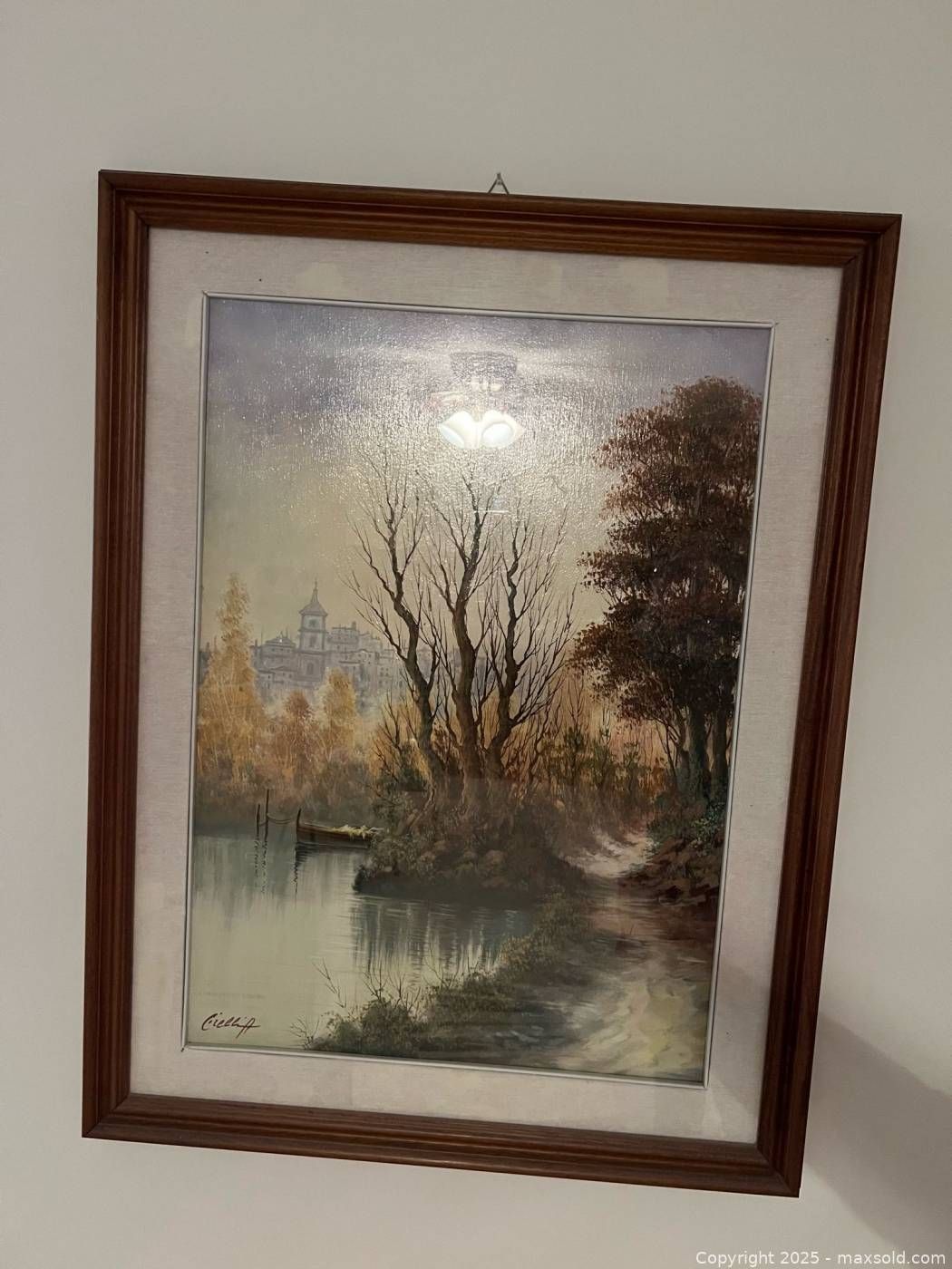 Signed Riverside Landscape Painting by Antonio Cirelli | Maxsold