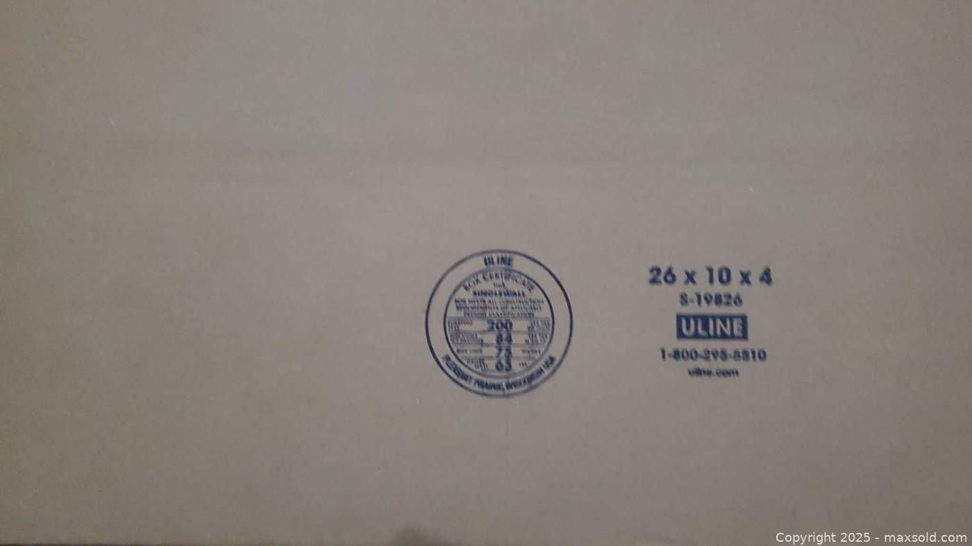 25 Uline S-19826 corrugated shipping boxes 26×10×4 in | Maxsold