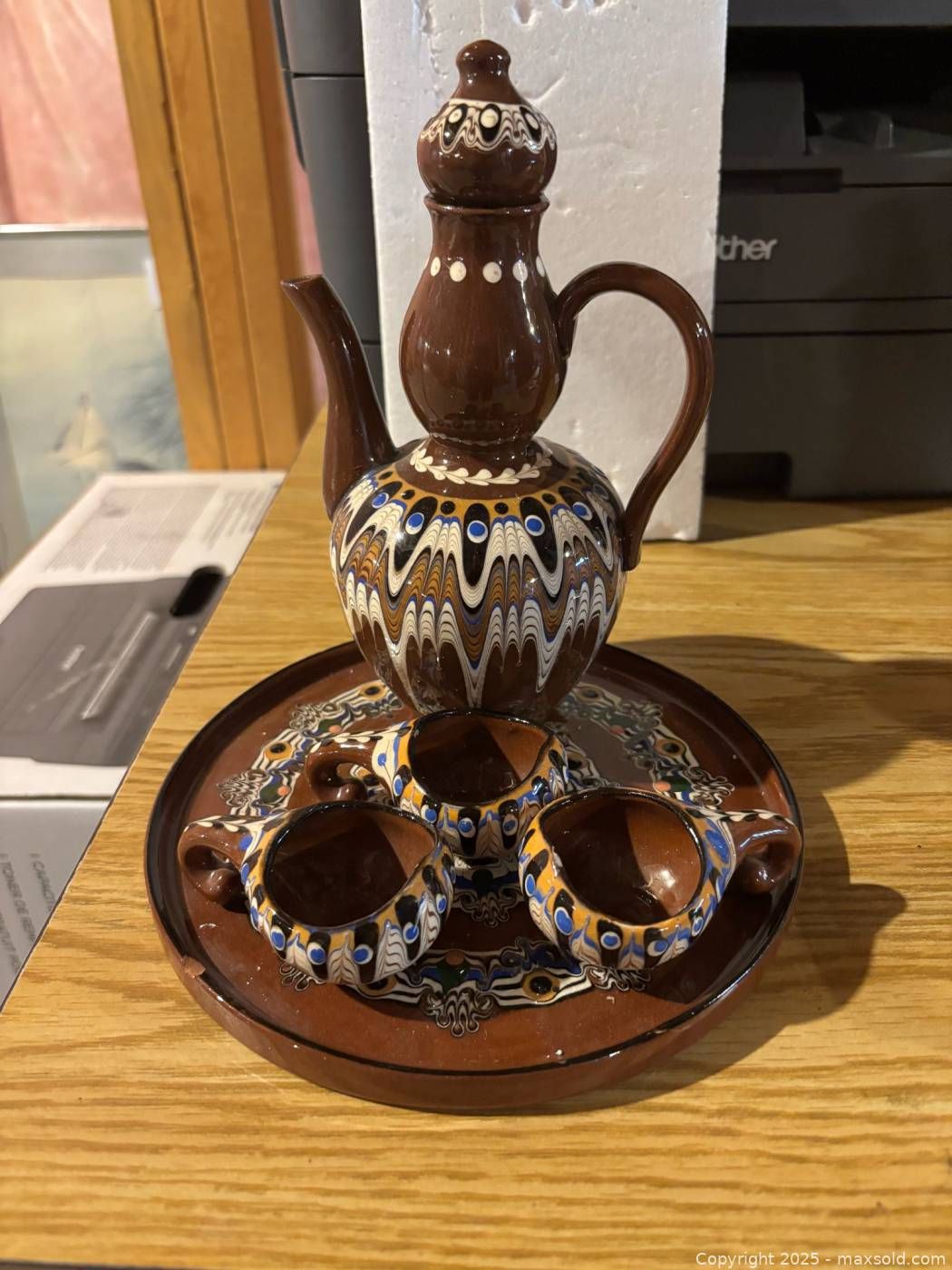 Hand-painted ceramic coffee/tea set with tray, ewer and cups | Maxsold