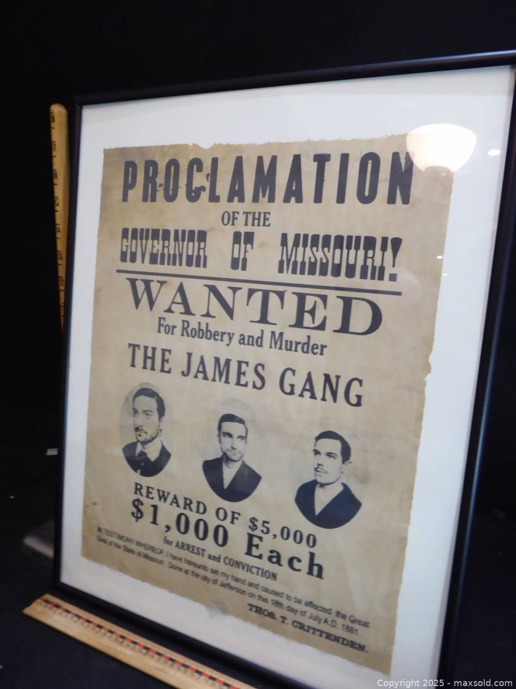 Framed James Gang wanted reproduction poster | Maxsold