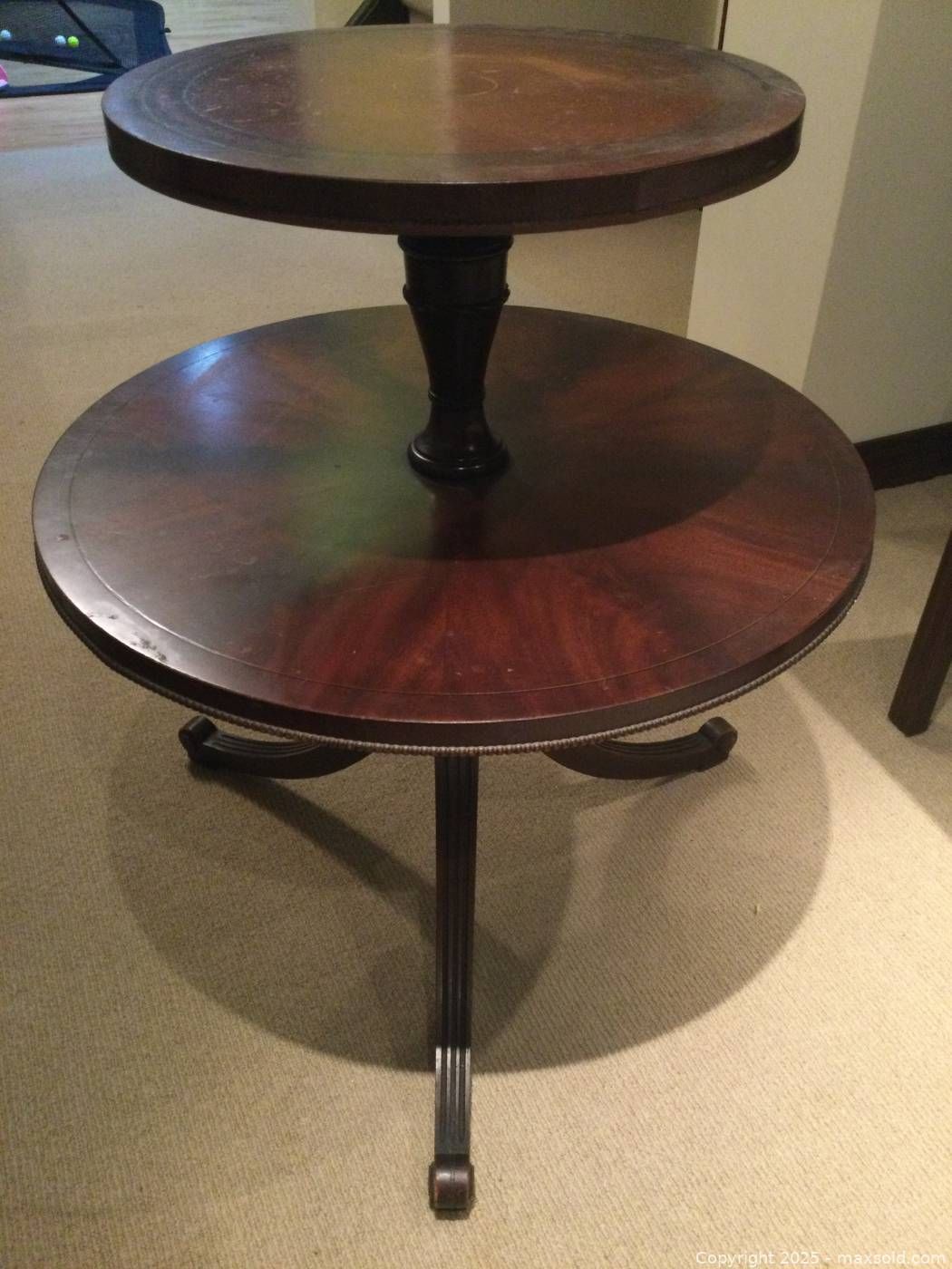 Vintage two-tier wooden dumbwaiter table | Maxsold