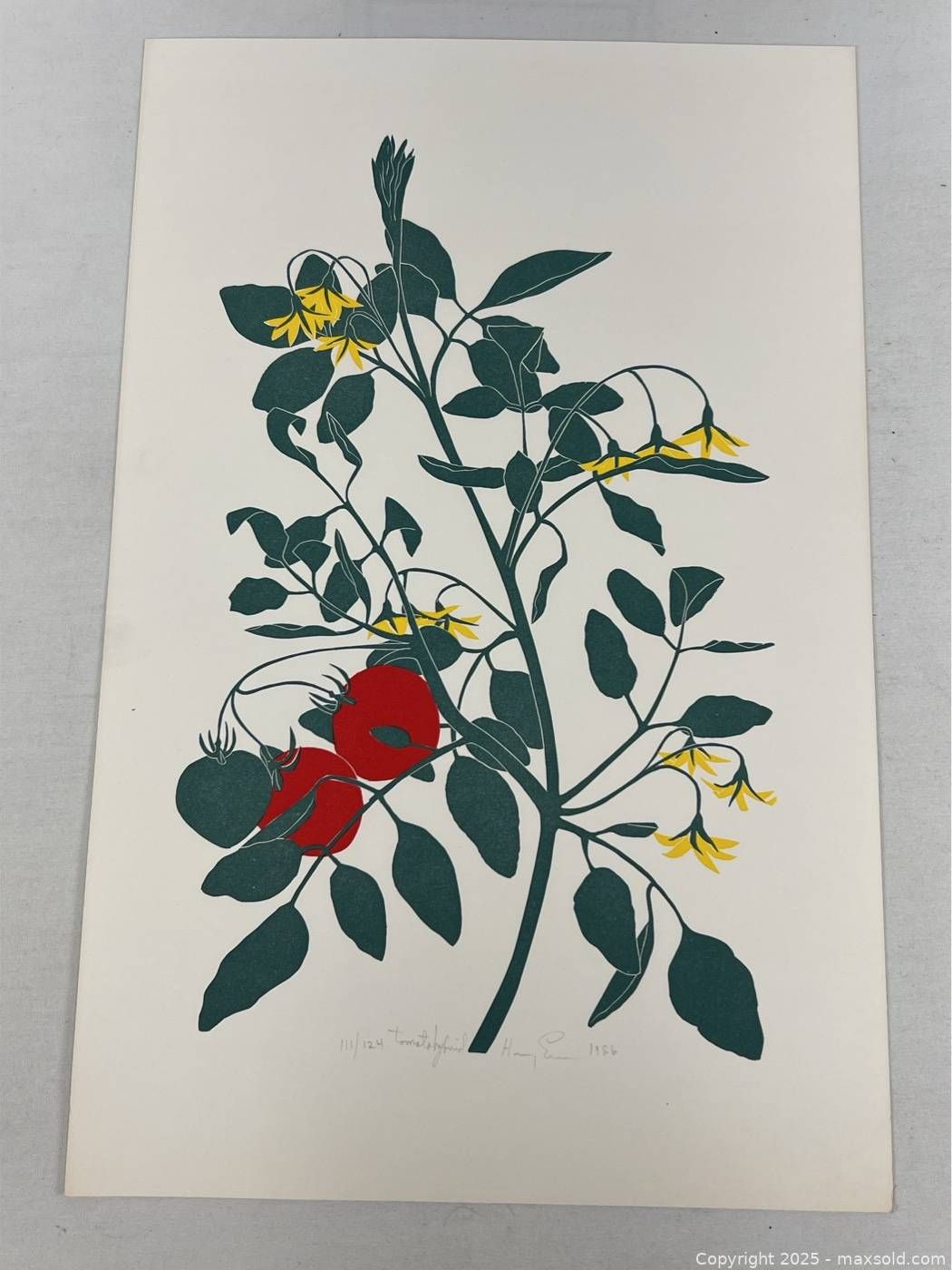 Henry Evans signed linocut print Tomato Hybrid 111/124 | Maxsold