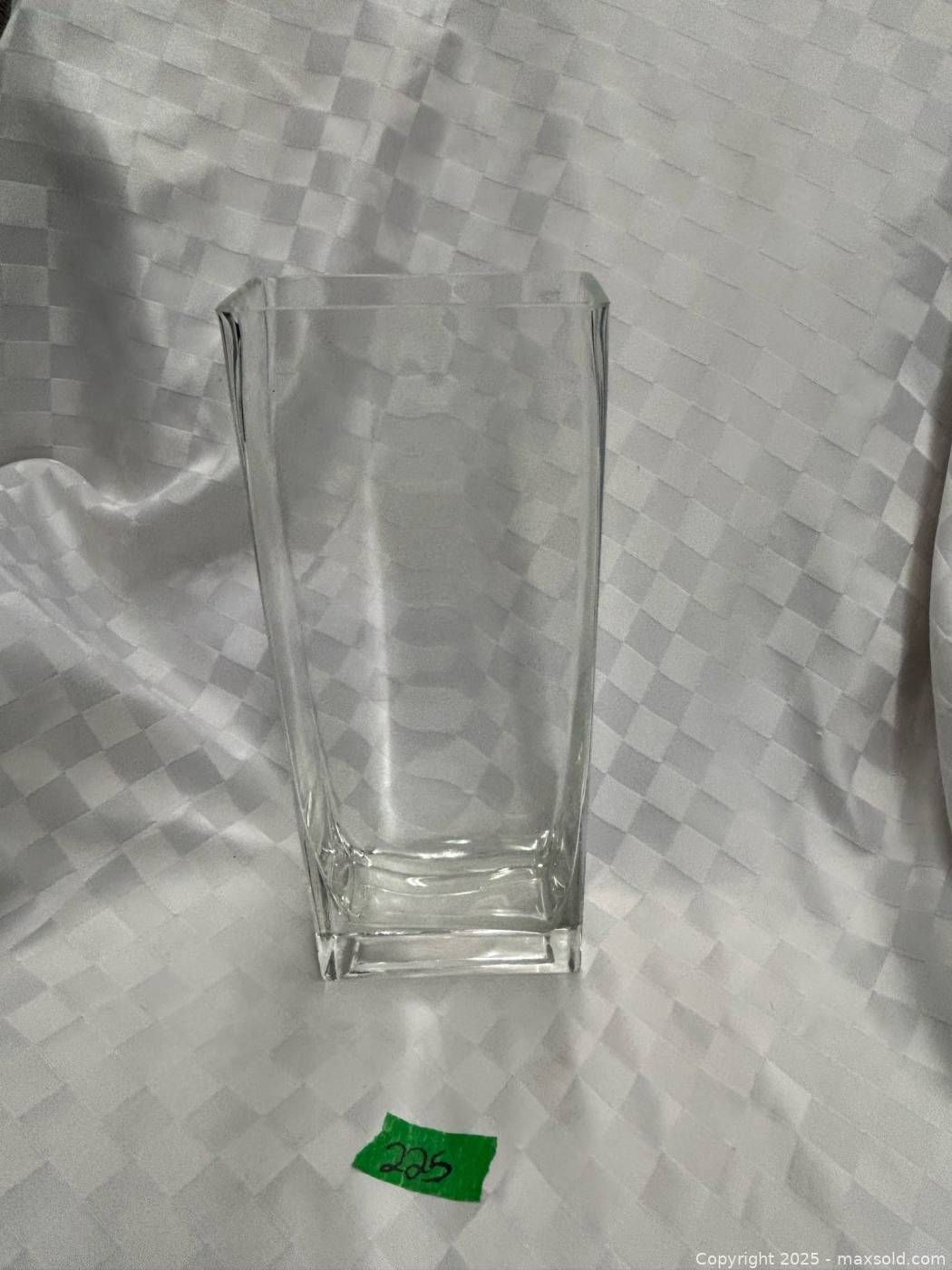 Square Clear Glass Vase, 12 Inch | Maxsold