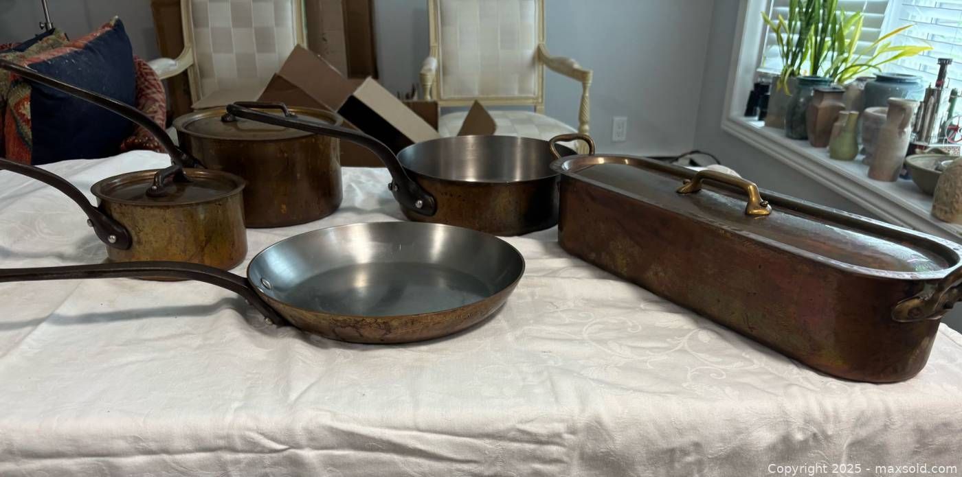 Copper pots, pans and fish kettle poacher | Maxsold