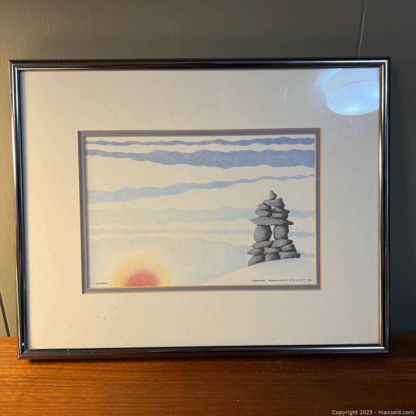 Germaine Arnaktauyok lithograph “Inuksuk” framed | Maxsold