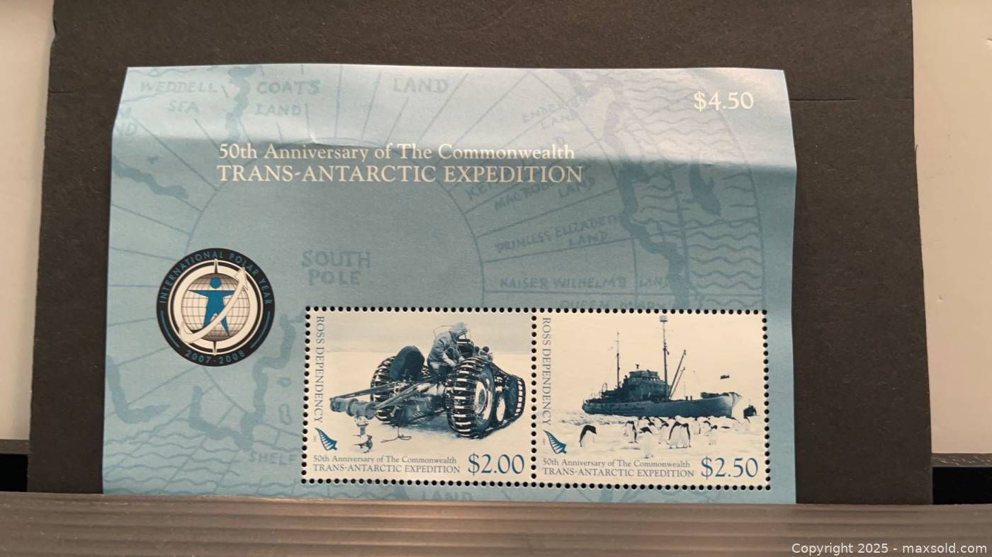 50th Anniversary Commonwealth Trans-Antarctic Expedition stamp sheet ...