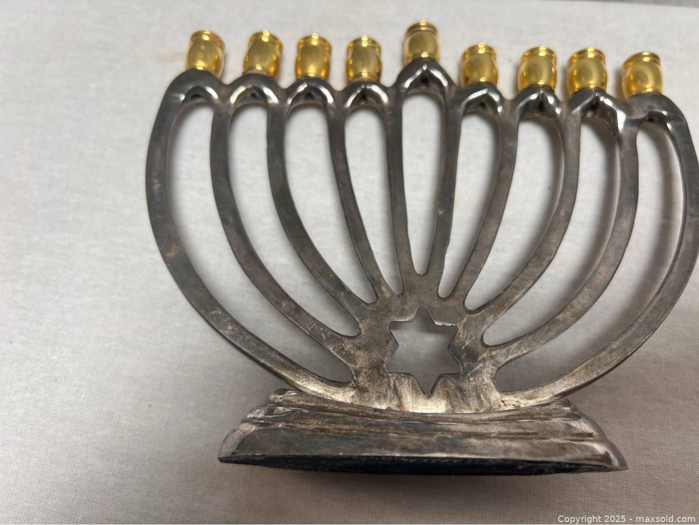 Vintage Metal Menorah, Star of David, 9-Branch | Maxsold