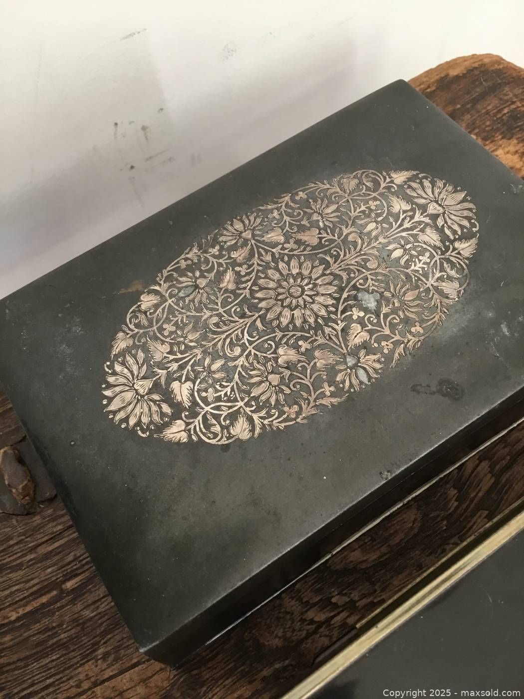 Two antique metal dresser boxes | Maxsold