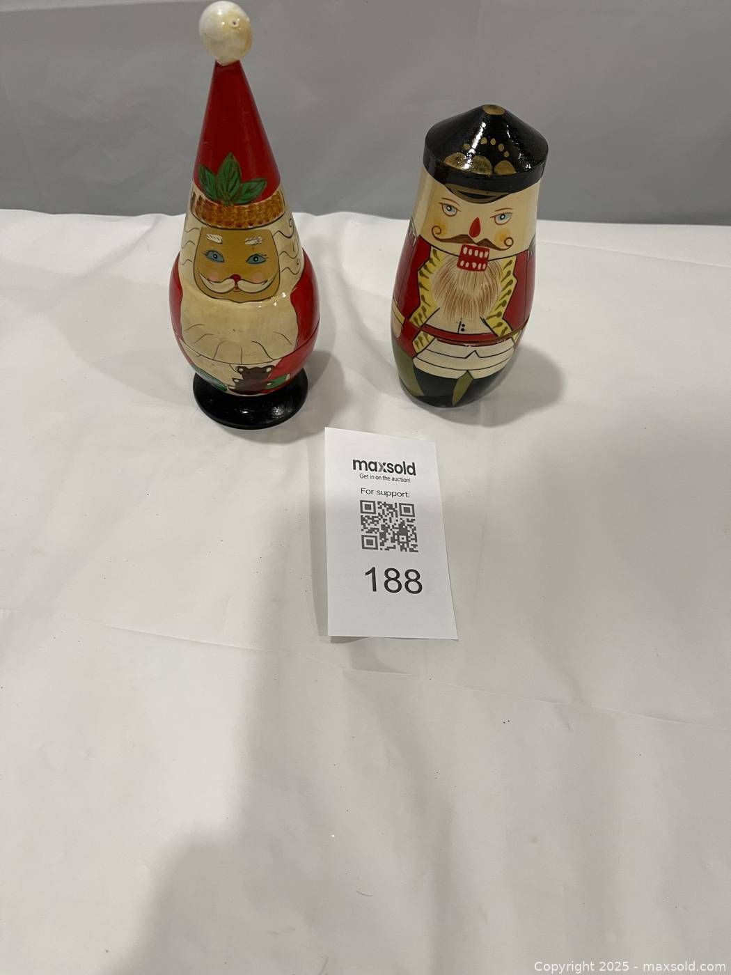 Vintage Santa And Nutcracker Wooden Nesting Dolls | Maxsold