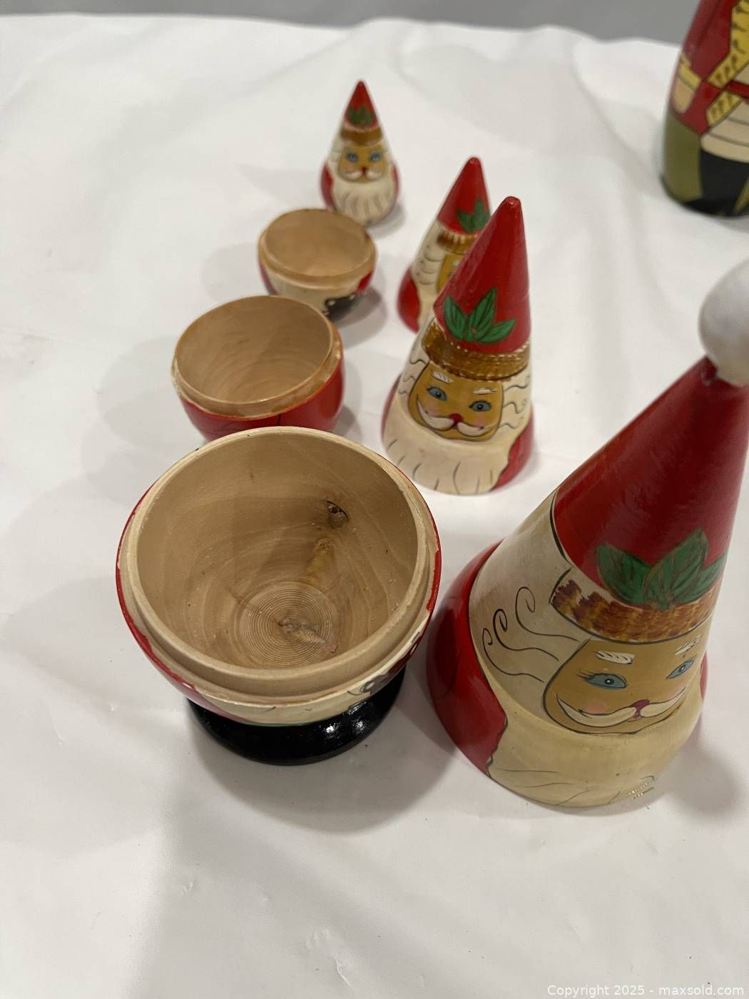 Vintage Santa And Nutcracker Wooden Nesting Dolls | Maxsold