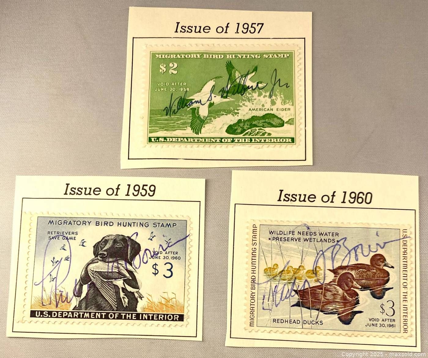 1957, 1959, 1960 U.S. Federal Duck Hunting Stamps | Maxsold