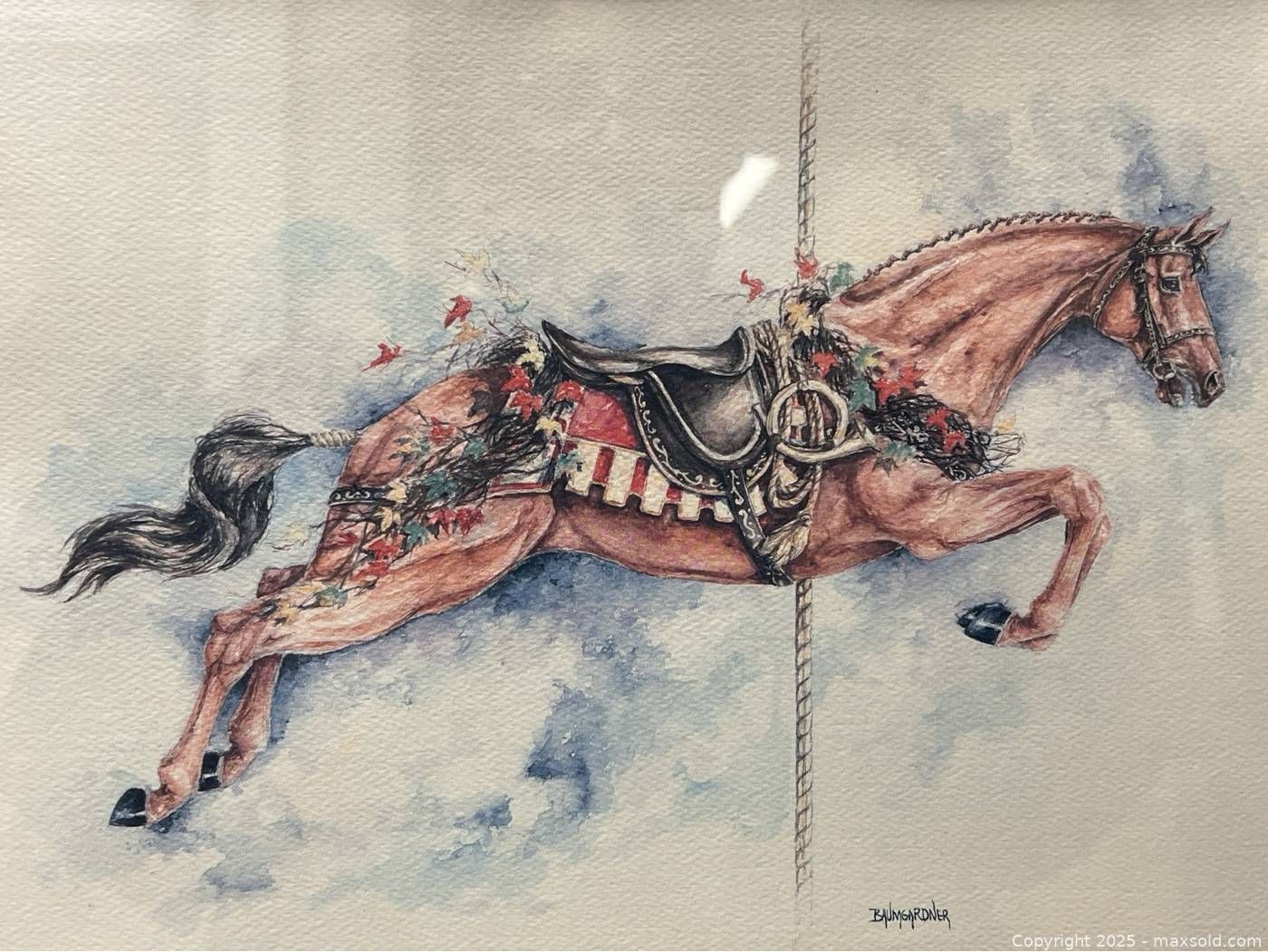 Framed Horse Art Print Signed Baumgardner | Maxsold