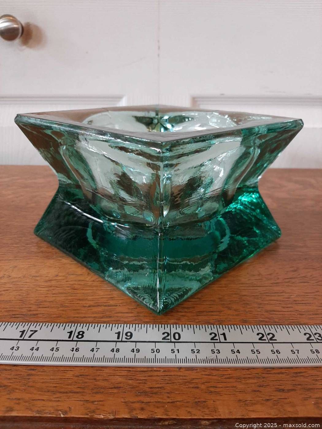 Vidrios San Miguel recycled green glass candle holder | Maxsold