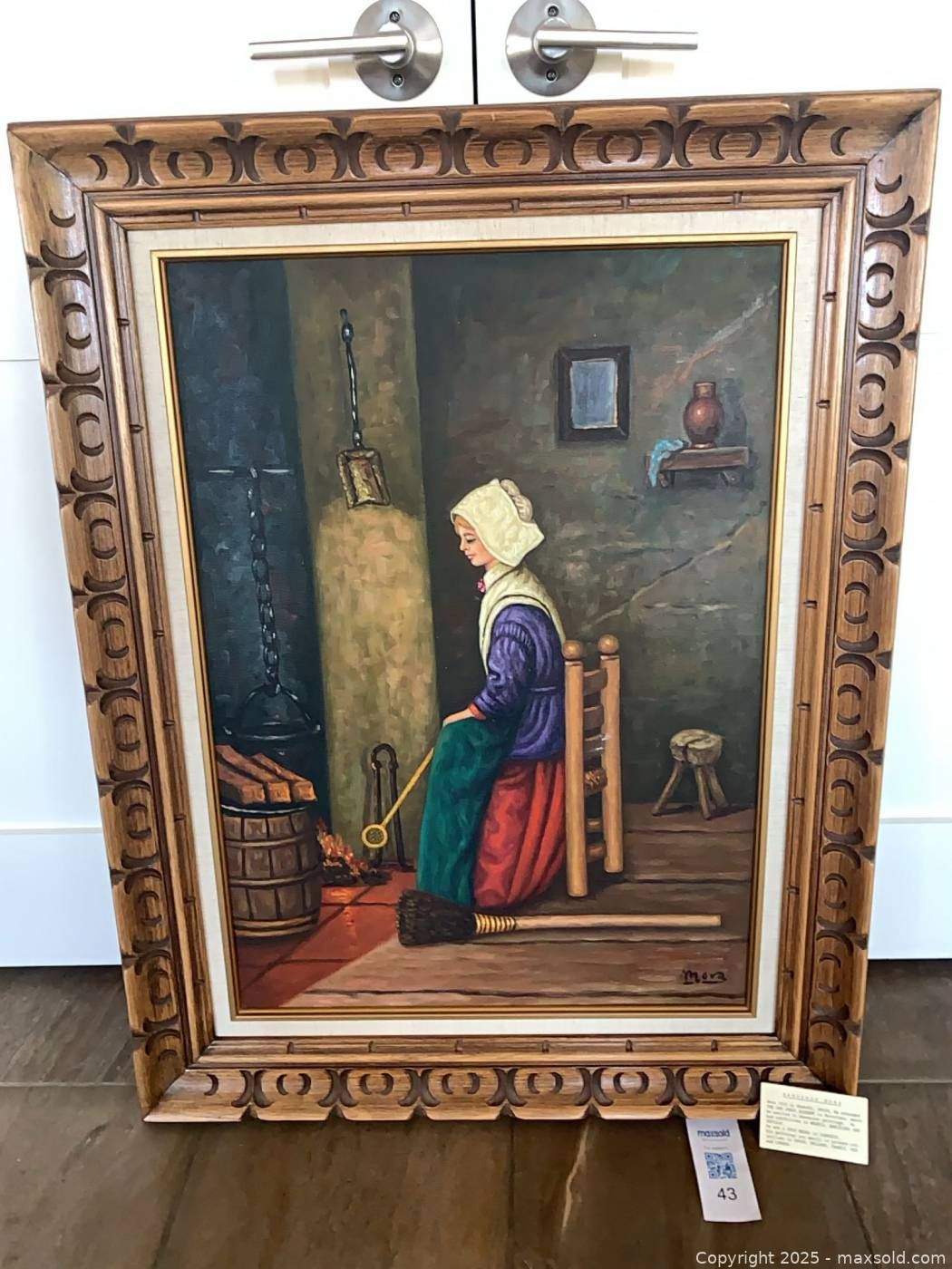 Santiago Mora oil on canvas portrait | Maxsold