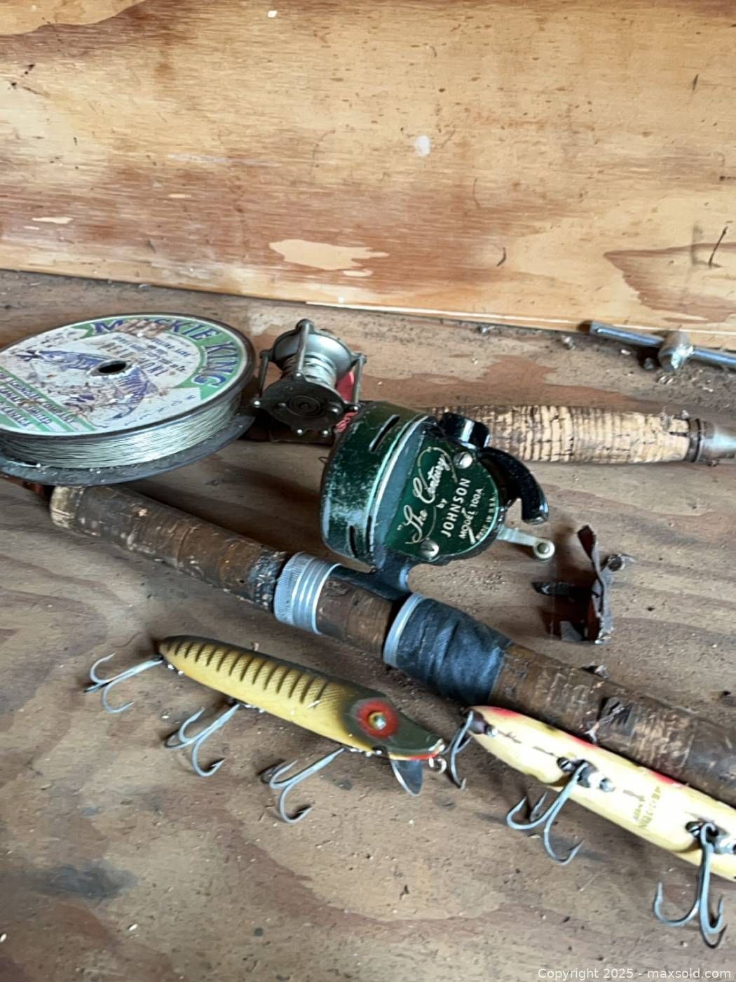 Vintage fishing rods, reels, lures, wire line spool | Maxsold