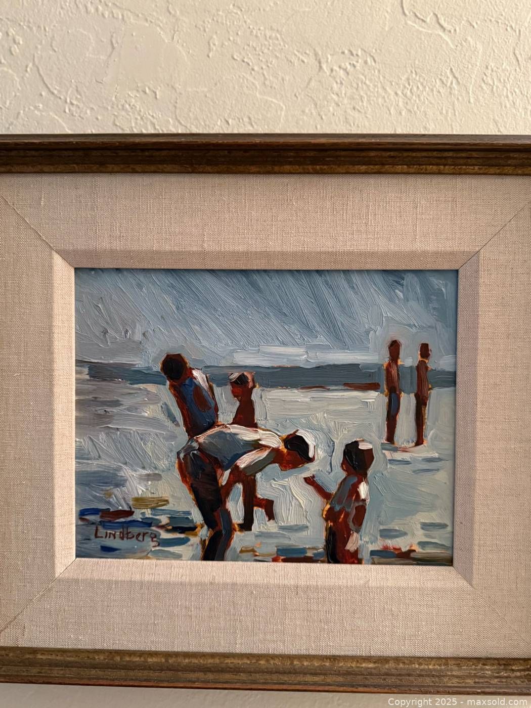 Keith Lindberg “Figures on a Beach” oil painting | Maxsold