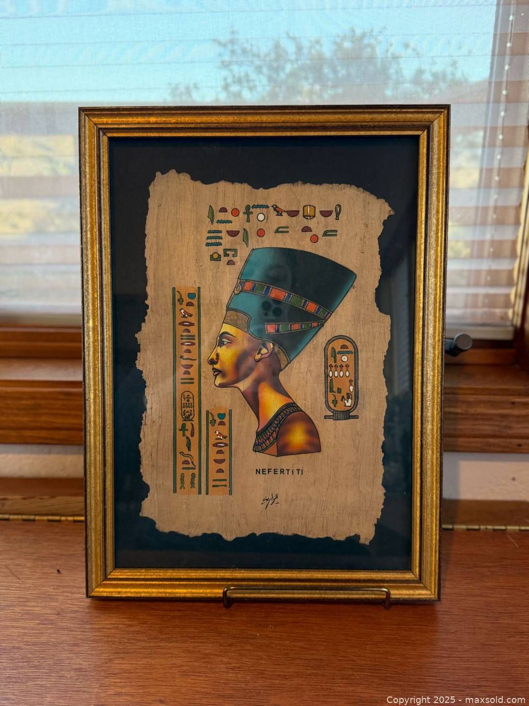 Framed Queen Nefertiti Papyrus Artwork | Maxsold