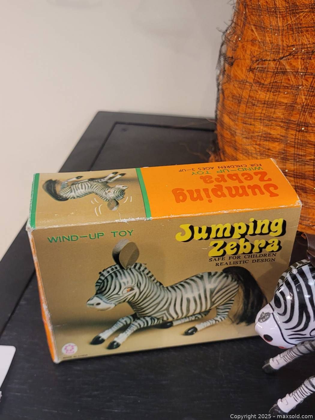 MS Jumping Zebra Tin Wind-Up Toy With Box And Halloween Witch Figurine ...