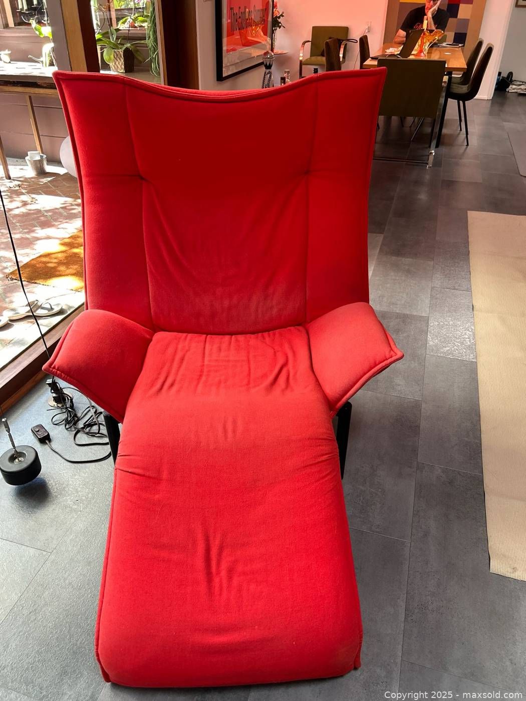 Red High-Back Lounge Chair With Chaise | Maxsold