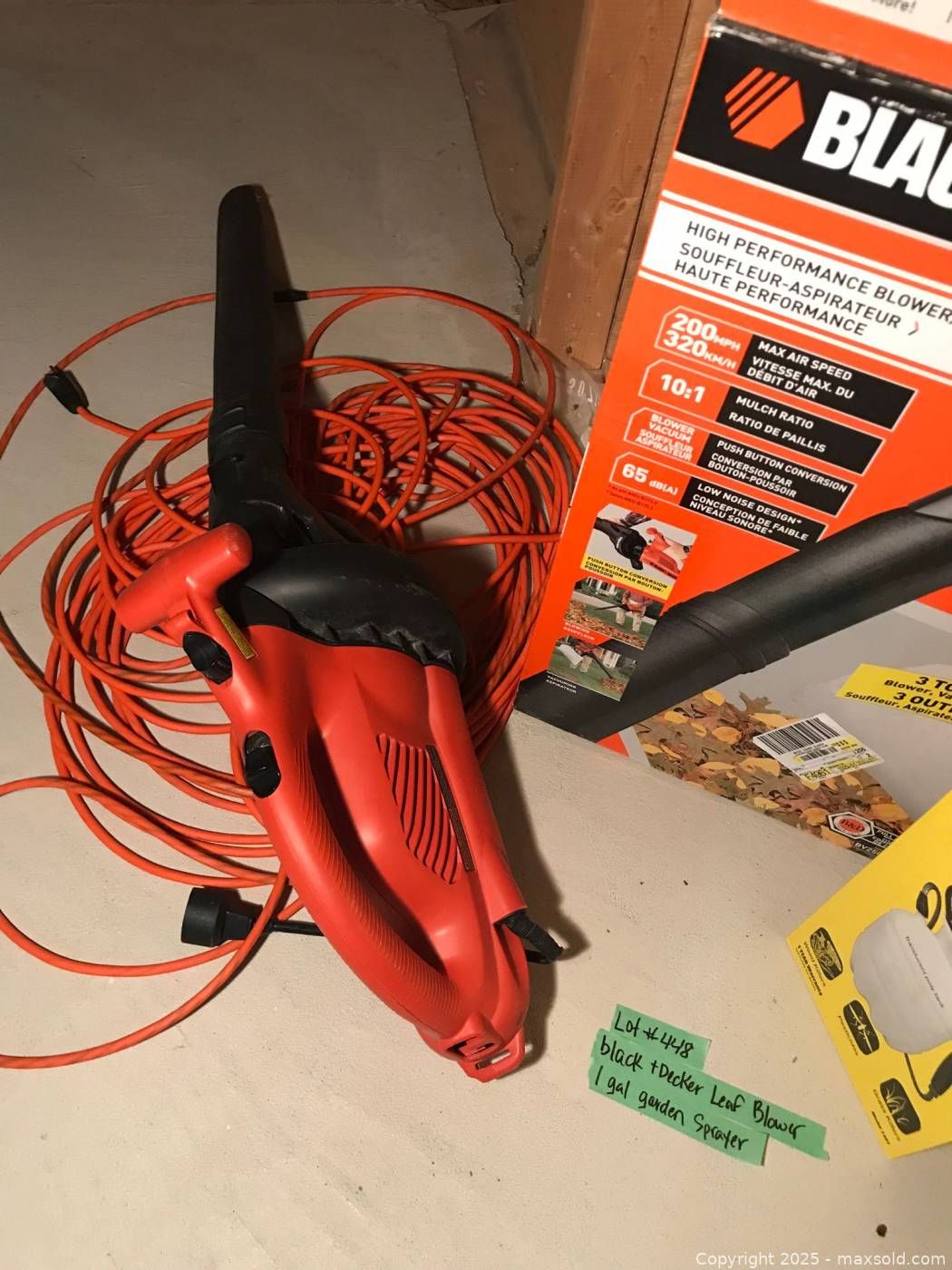 Black & Decker electric leaf blower, extension cord, Flo-Master 1-gal ...