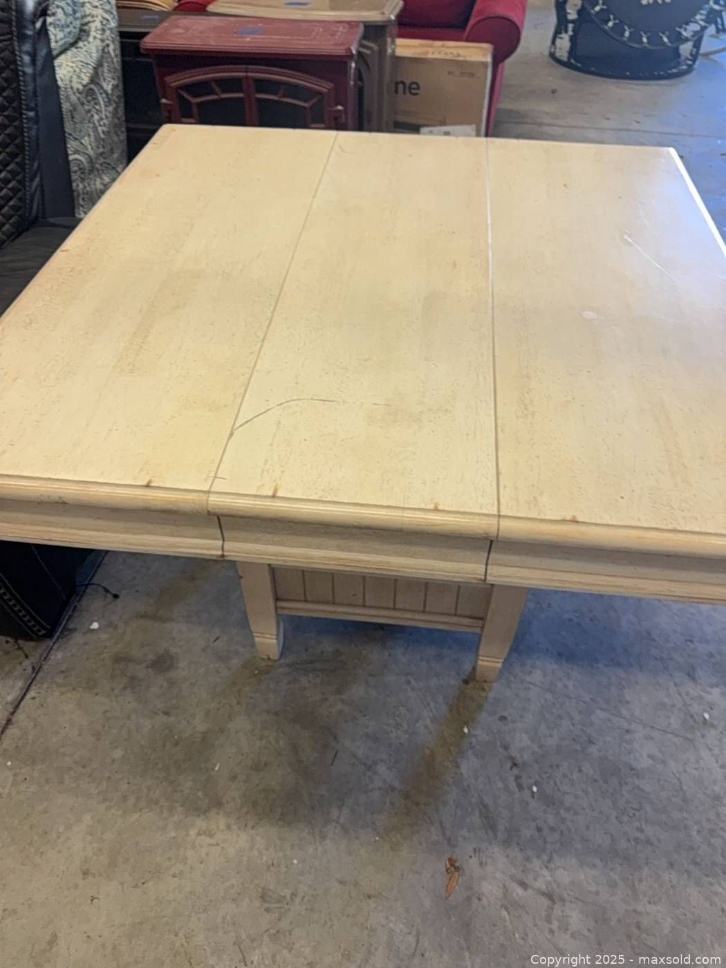 Solid wood square dining table with leaf | Maxsold