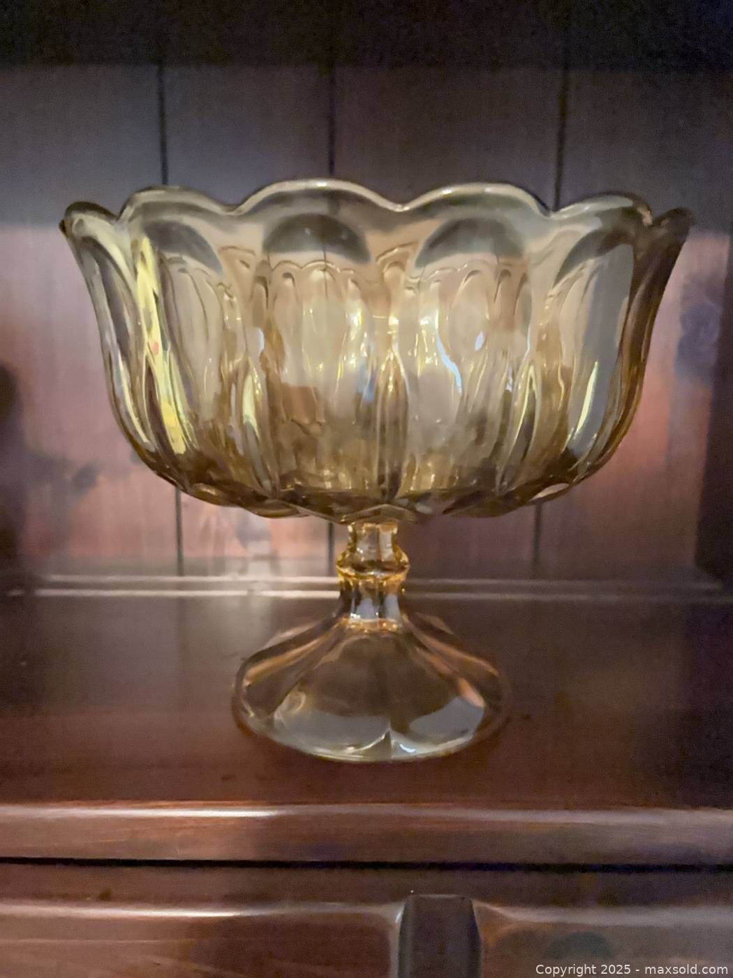 Amber Pressed Glass Pedestal Compote | Maxsold