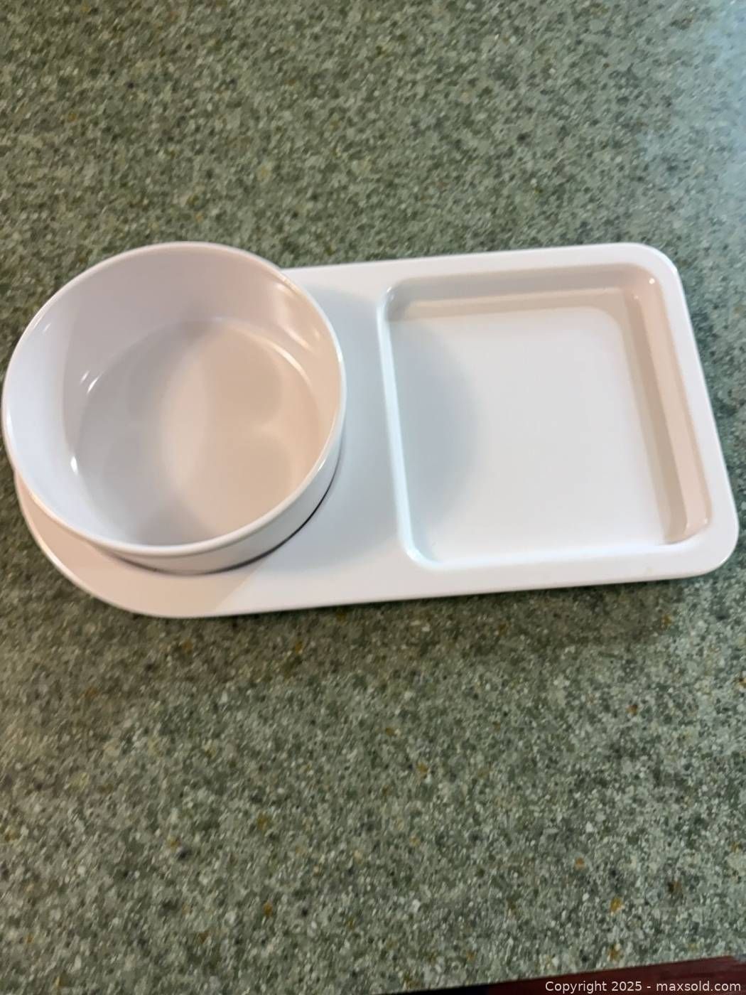 White Plastic Double-Section Pet Feeding Tray | Maxsold