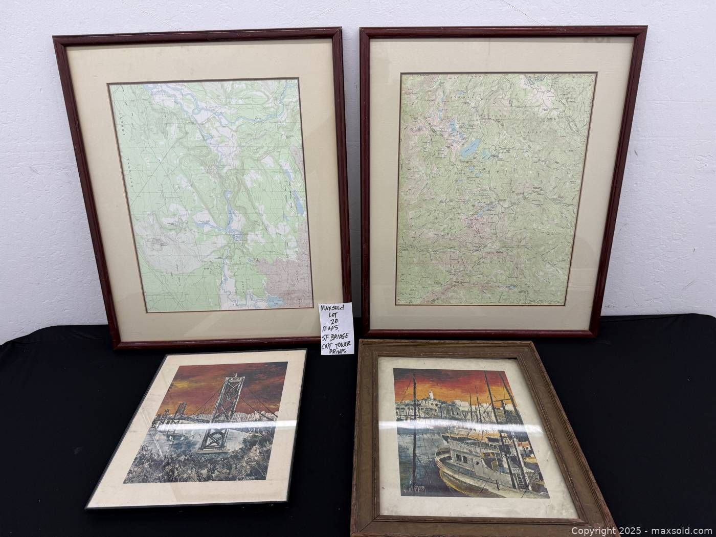 4 framed topographic maps and prints | Maxsold