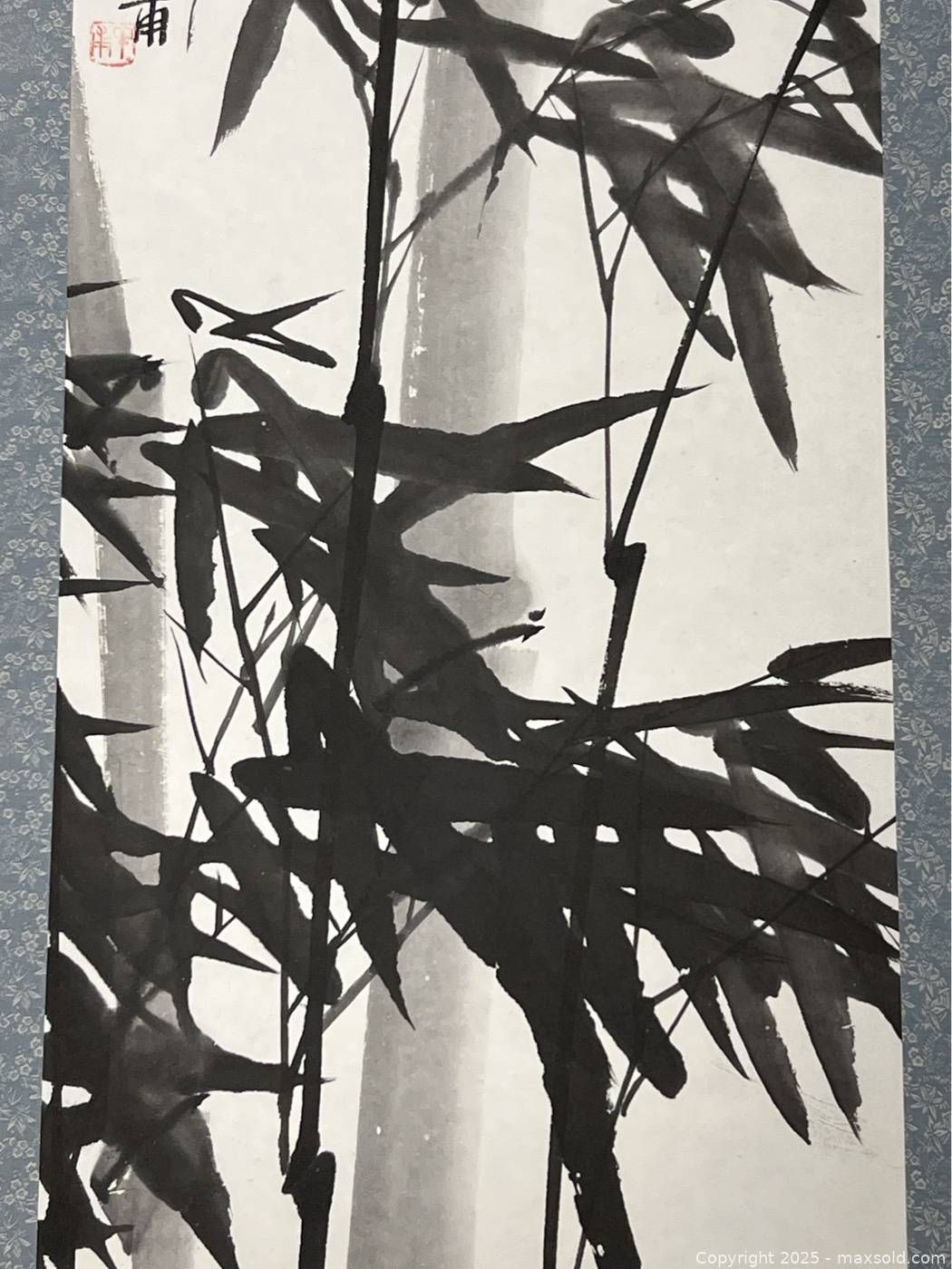 Hand-painted bamboo calligraphy hanging scroll | Maxsold