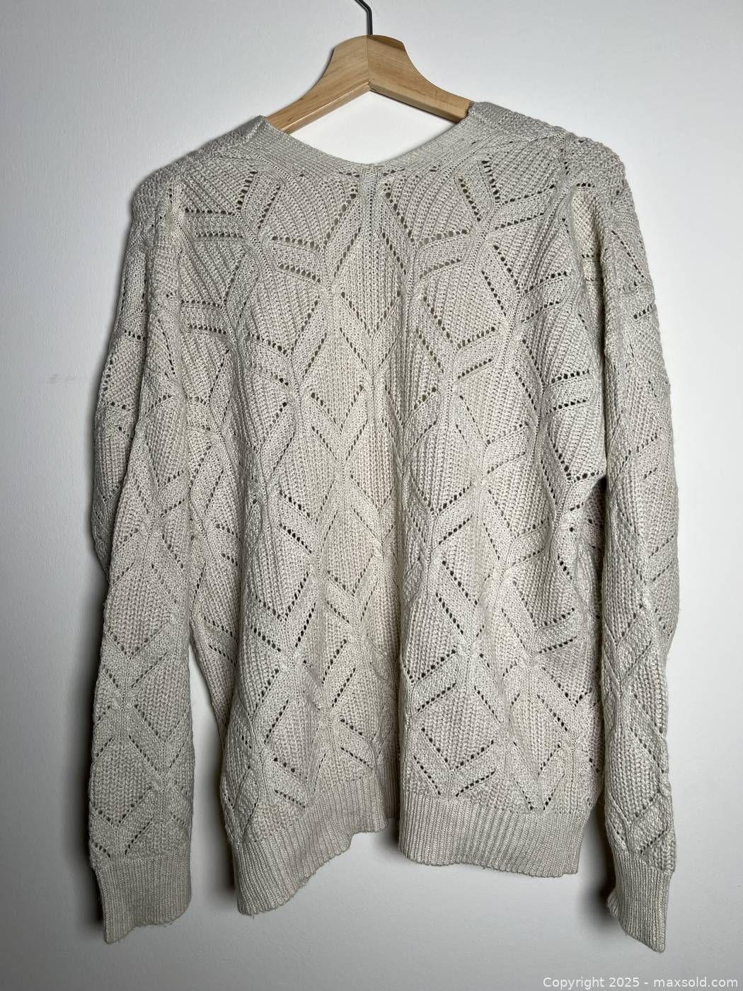 Design Lab cream open-knit cardigan S | Maxsold