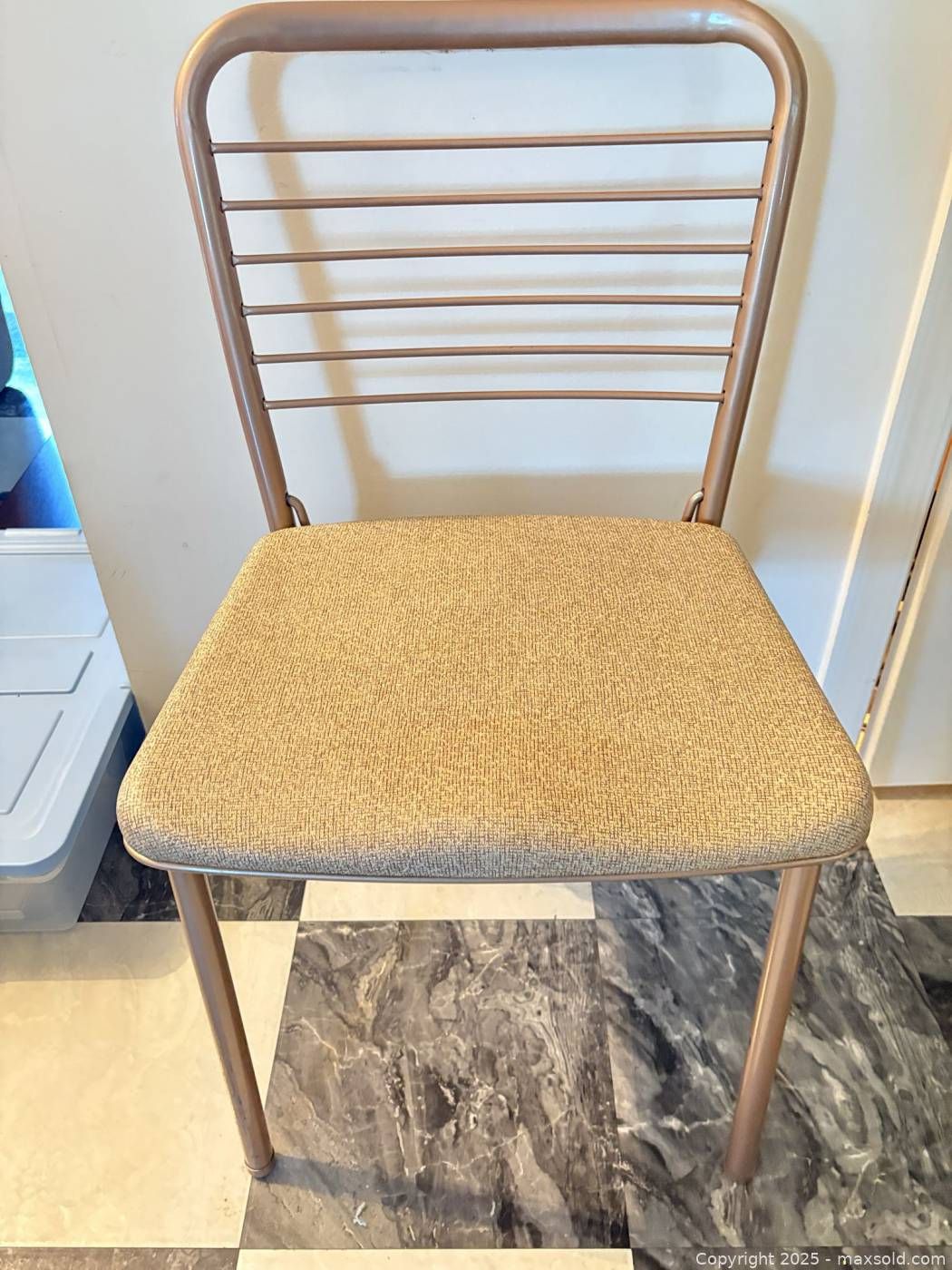Folding Card Table with Textured Beige Laminate Top With Four Matching ...