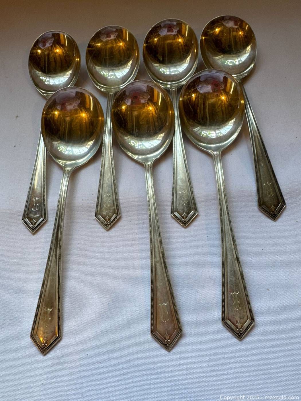 7 Alvin Sterling Silver Richmond Soup Spoons | Maxsold