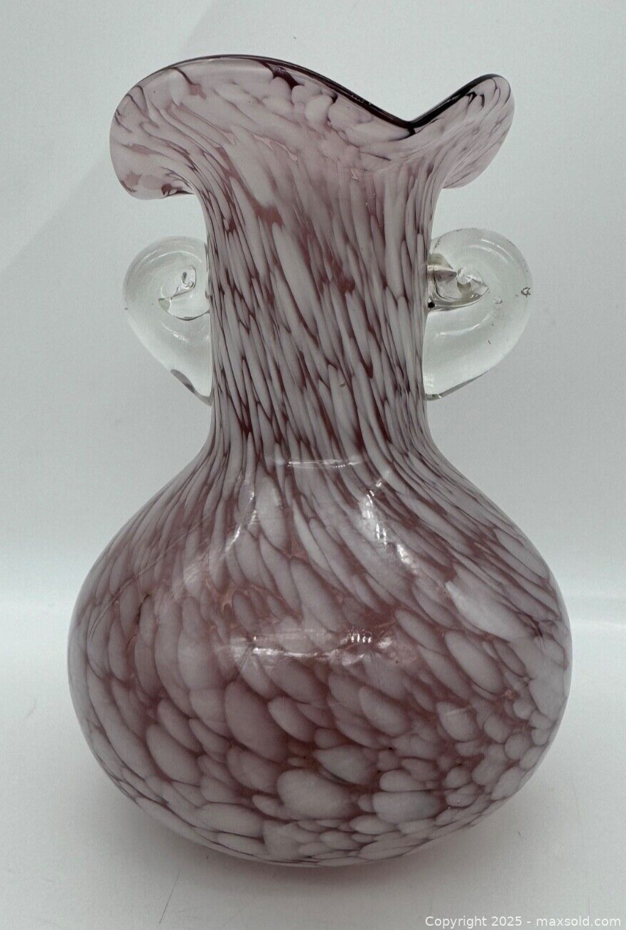 Murano style mauve art glass vase 7.5 in | Maxsold