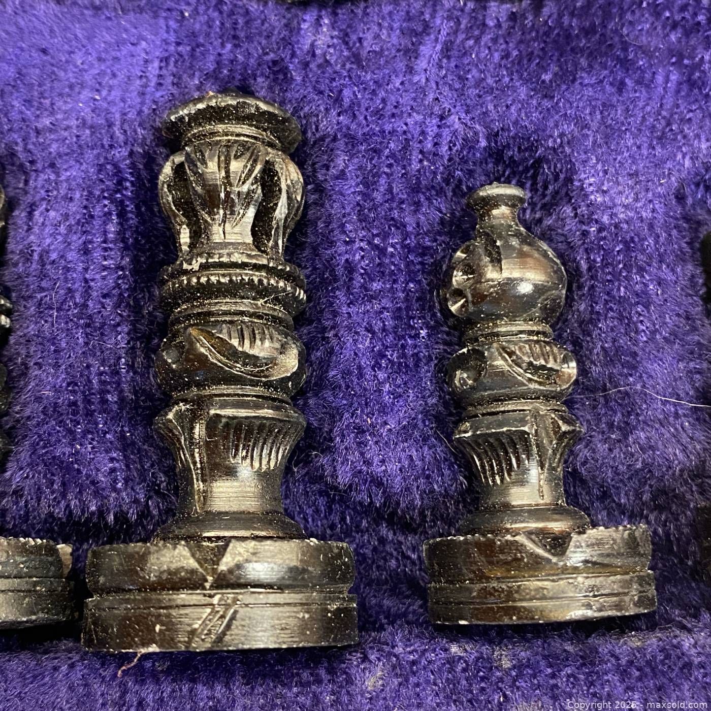 Vintage carved stone chess set with inlaid board | Maxsold